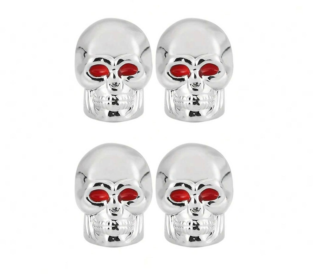 Set Of 4 Valve Dust Caps Silver Skull – Solar Scooters